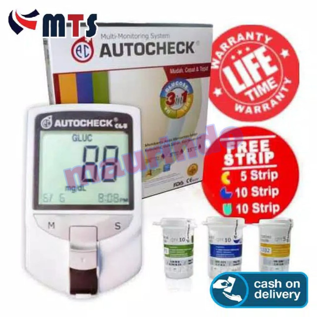 Jual COD - AUTOCHECK GCU 3 in 1 Meter Only Gula glucose Asam Urat uric ...
