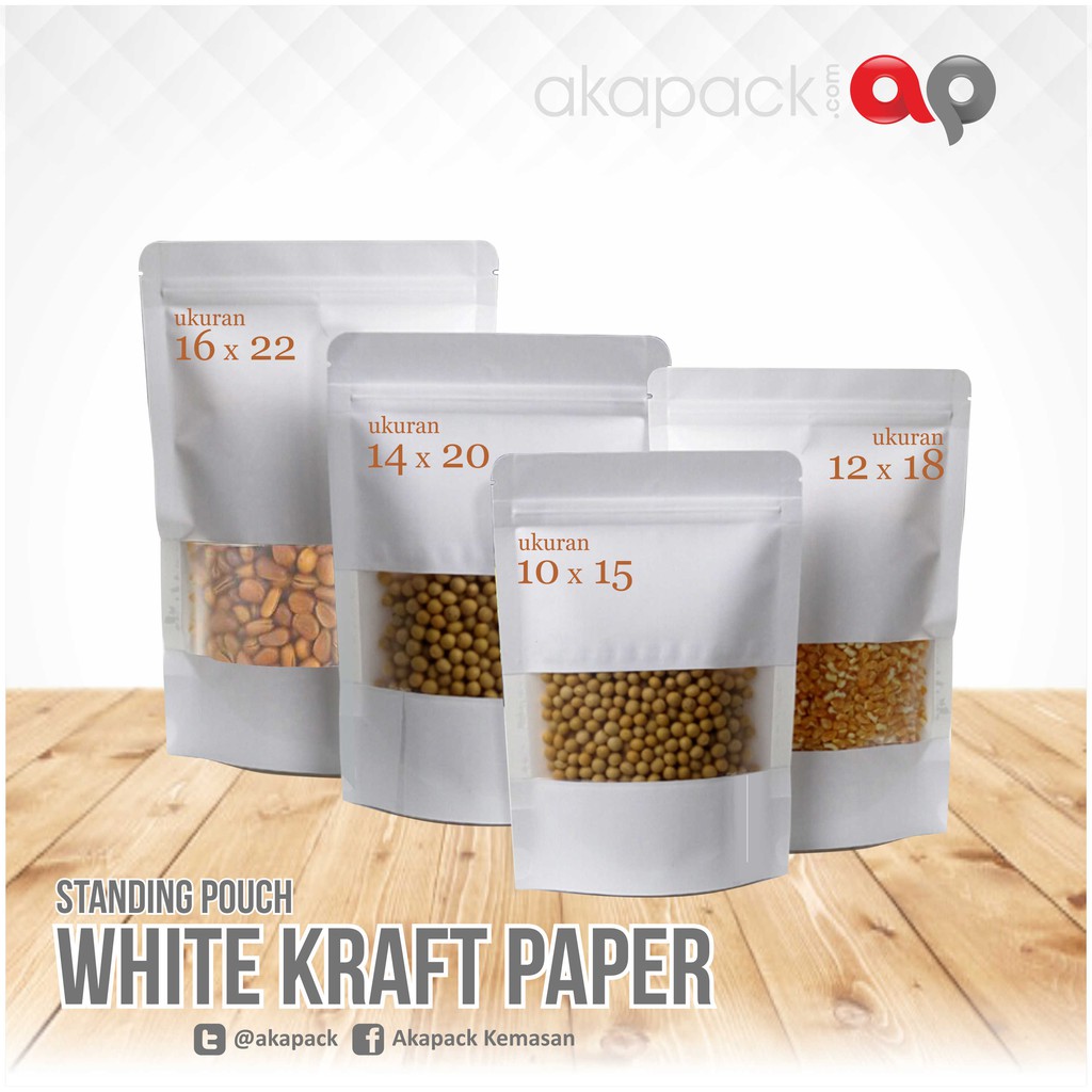 Jual (SPKP) Kemasan Standing Pouch Kraft Putih + Zipper 14x20cm ...