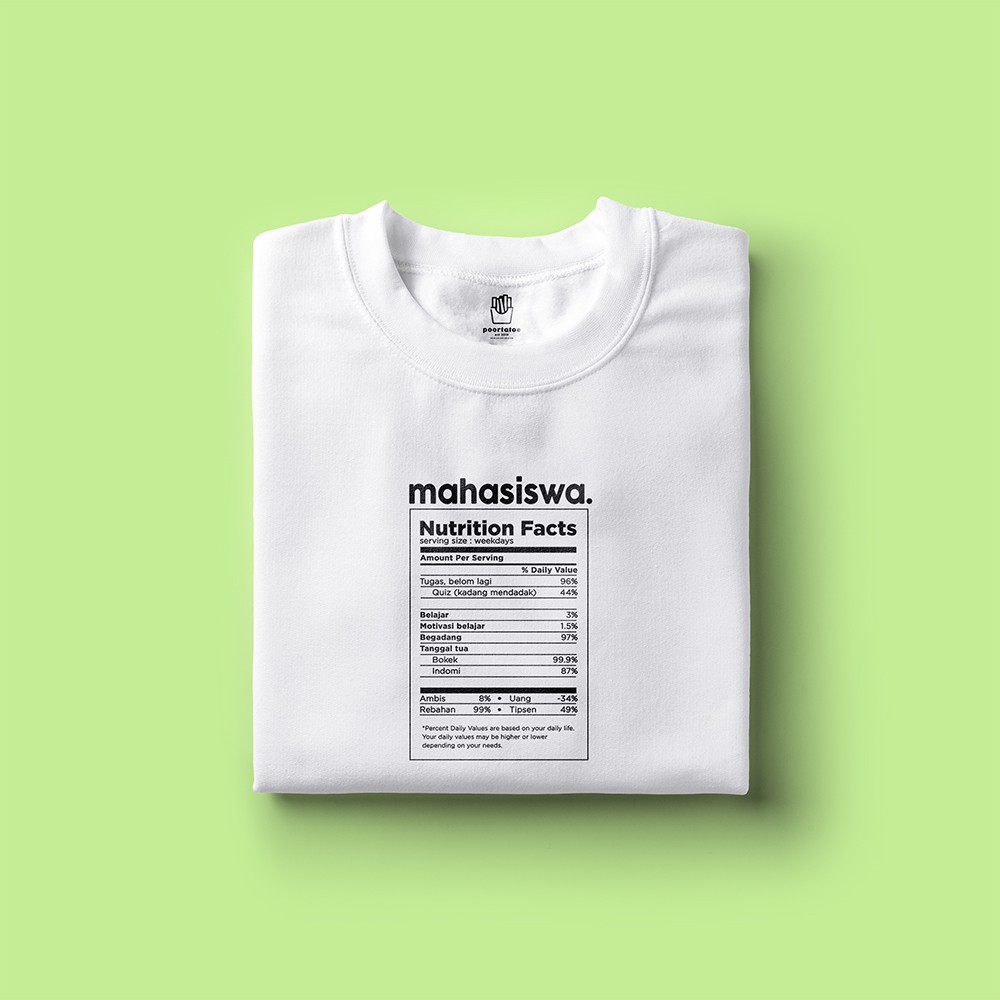 Jual MAHASISWA NUTRITION FACTS TEE / TSHIRT | Shopee Indonesia