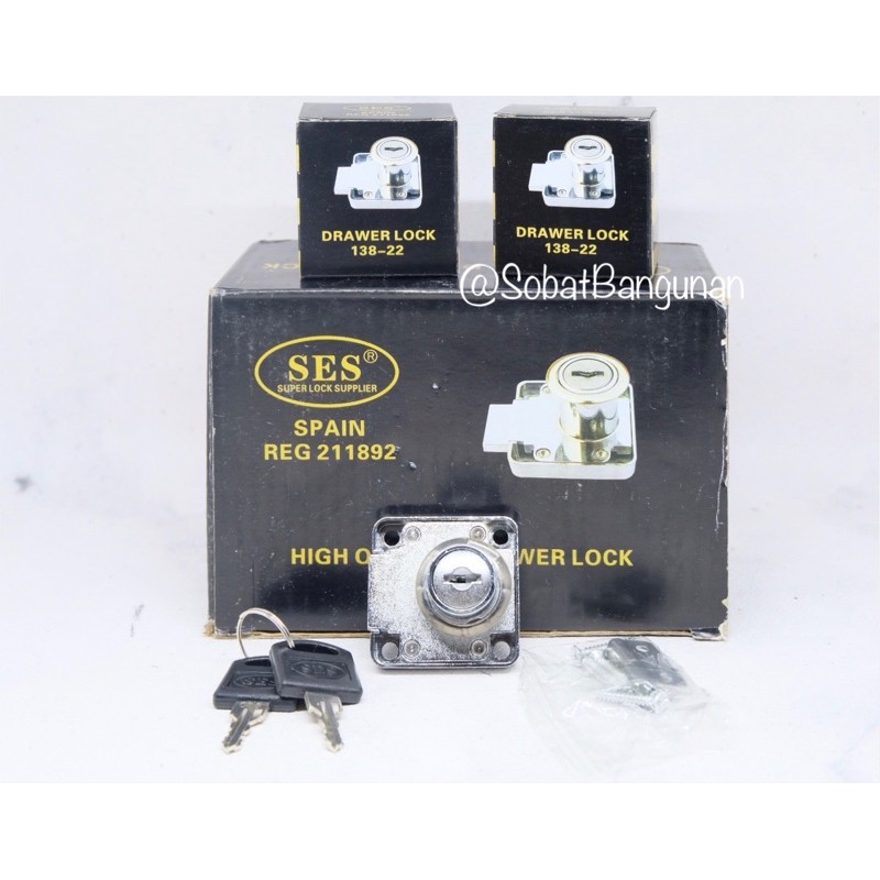 Jual Kunci Laci SES Drawer Lock 138-22 / Kunci SES Hitam | Shopee Indonesia