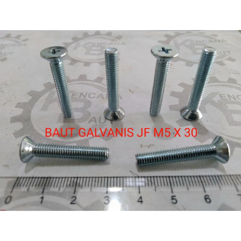 Jual BAUT JF M5 X 30 MM GALVANIS KUNCI OBENG PLUS PANJANG 3 CM | Shopee Indonesia