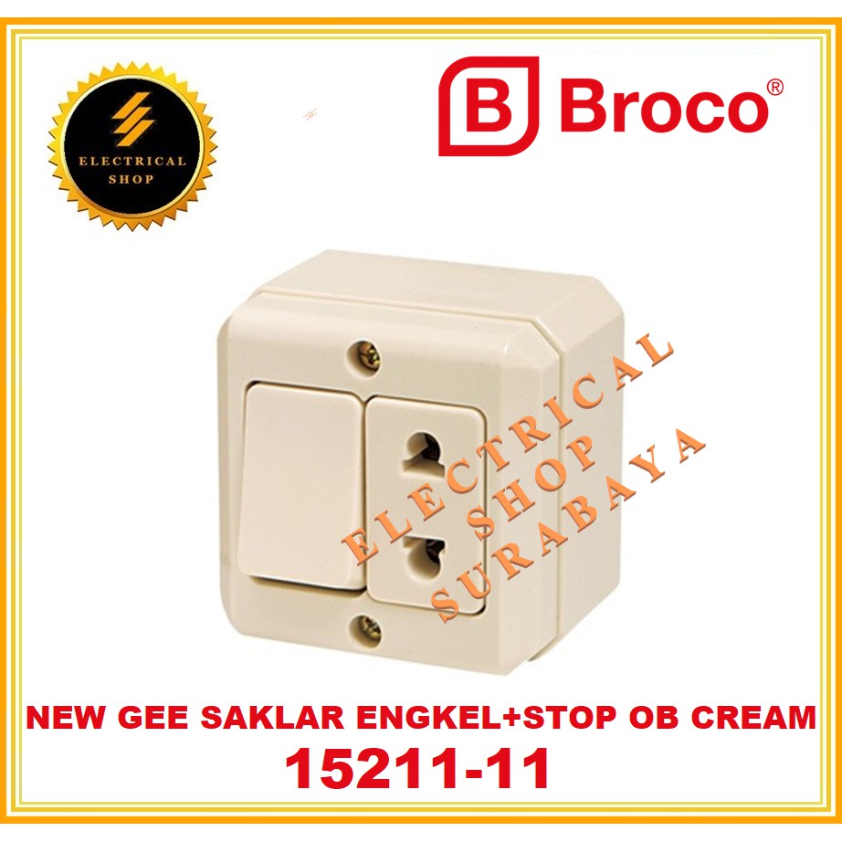 Jual BROCO OB SAKLAR ENGKEL + STOP KONTAK CREAM 15211 (HARGA GROSIR ...