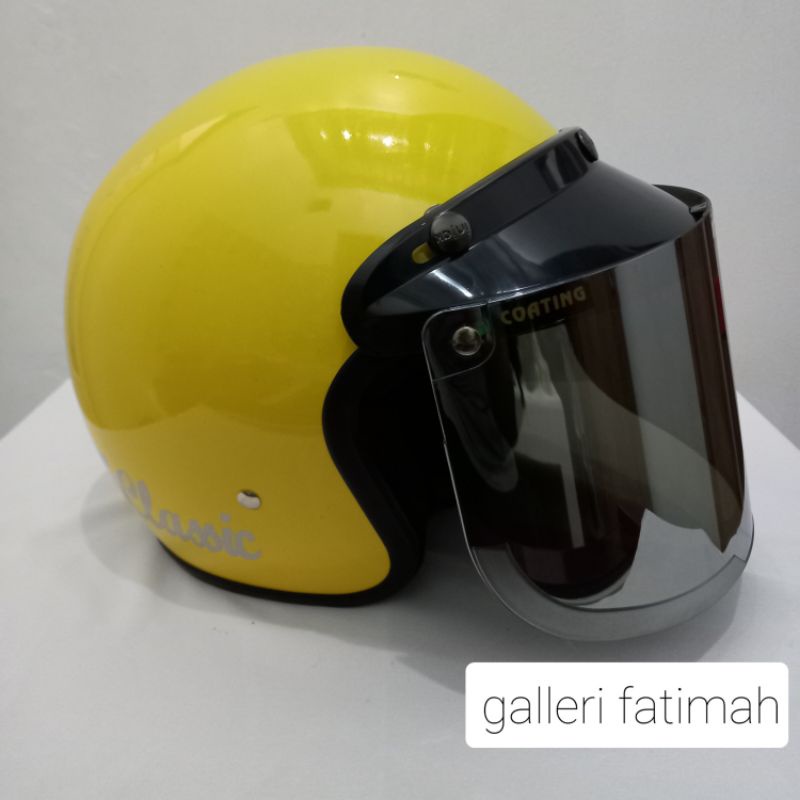 Jual Helm bogo classic kuning glossy kaca helm flat cembung smoke ...