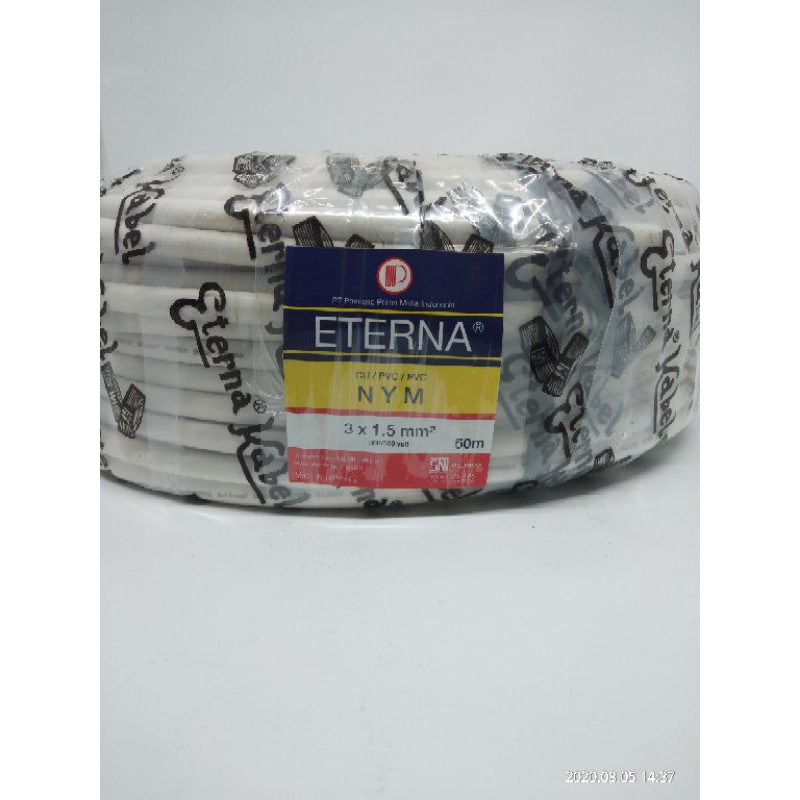 Jual Kabel Eterna NYM 3x1,5 @50m 3x1.5 putih tunggal kawat | Shopee Indonesia