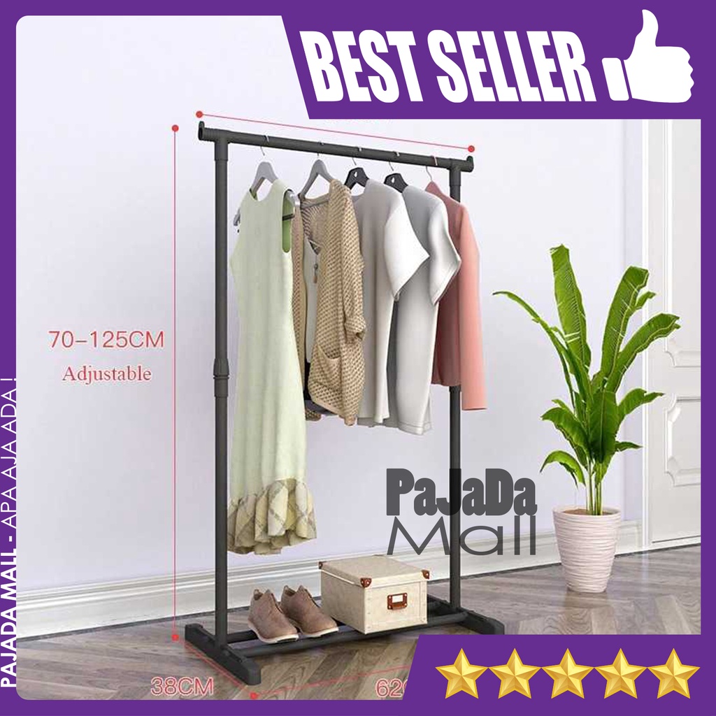 Jual Single Rak Stand Hanger Gantungan Baju Telescopic Minimalis ...