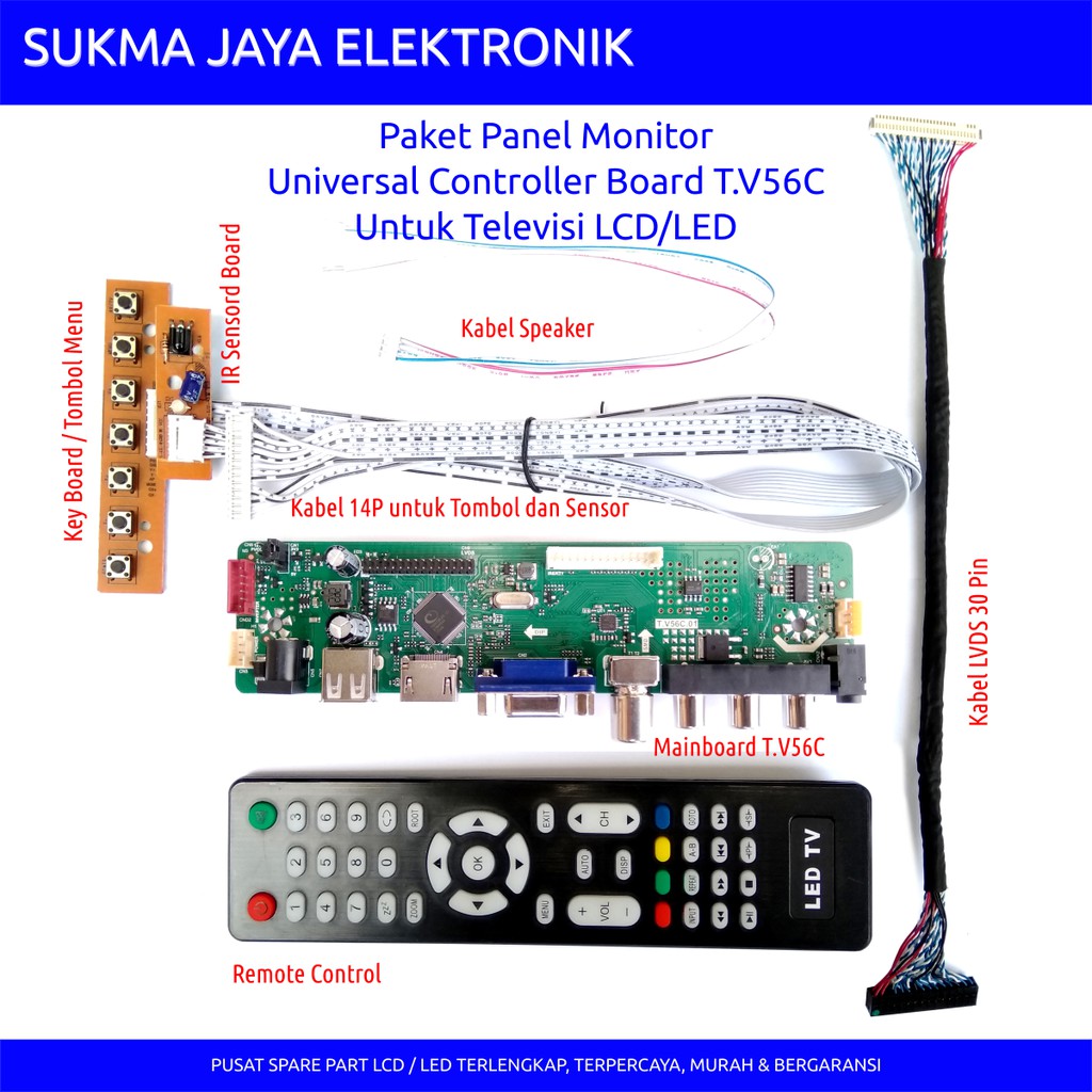 Jual PAKET PANEL MONITOR - Universal LCD / LED TV Board V56C | Shopee ...