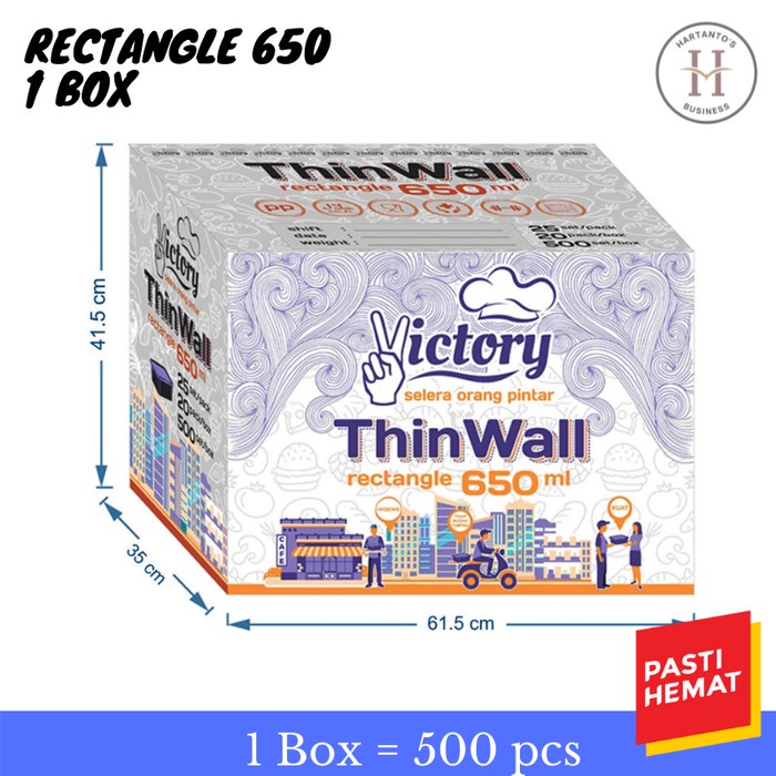 Jual Thinwall Victory Rectangle 650 ml ( 1 DUS ) | Shopee Indonesia