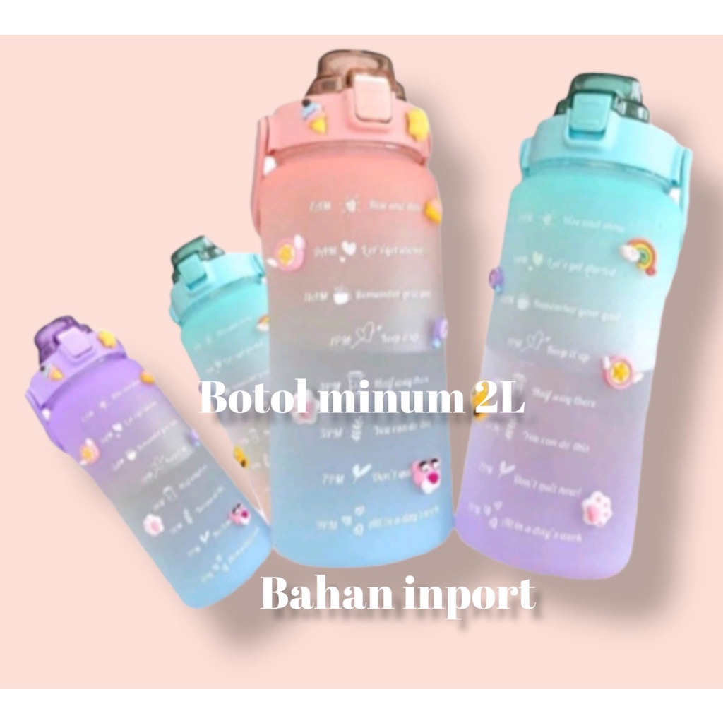 Jual BOTOL MINUM 2 LITER BOTOL MINUM YANG LAGI VIRAL BOTOL PELANGI FREE ...
