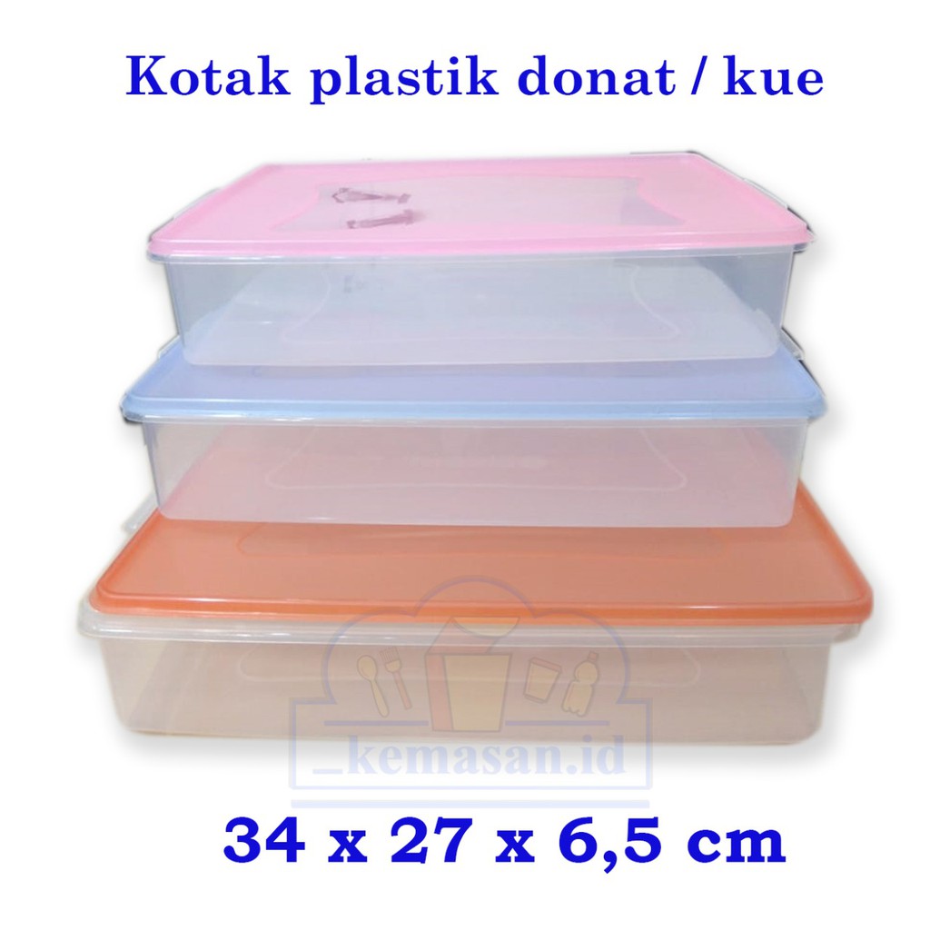 Jual KOTAK PLASTIK TEBAL DONAT/KUE 34X27X6,5 CM | Shopee Indonesia
