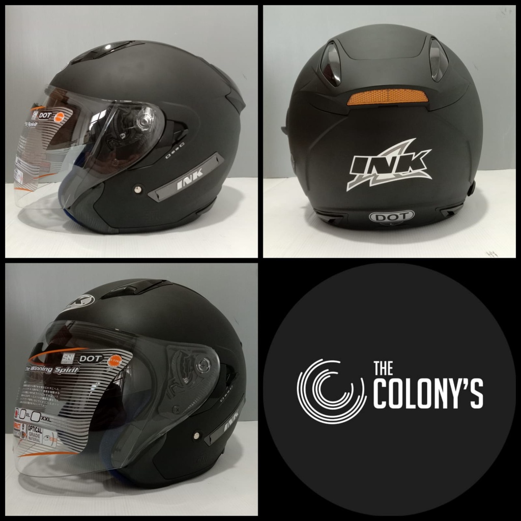 Jual HELM INK HALF FACE HALFFACE INK METRO SOLID POLOS 2 KACA 2 VISOR ...