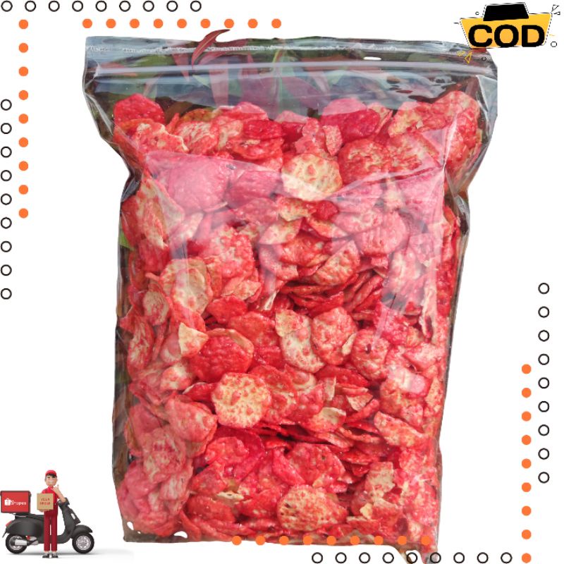 Jual Opak Merah Medan Singkong Snack kecil Keripik Kerupuk Bulat Pedas ...