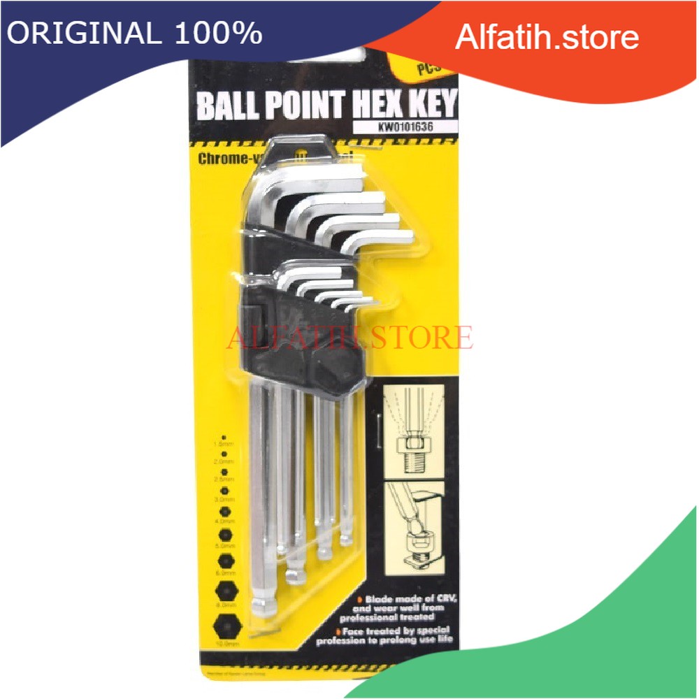 Jual krisbow set kunci l hex ballpoint 1.5-10 mm 25 cm 9 pcs | Shopee ...