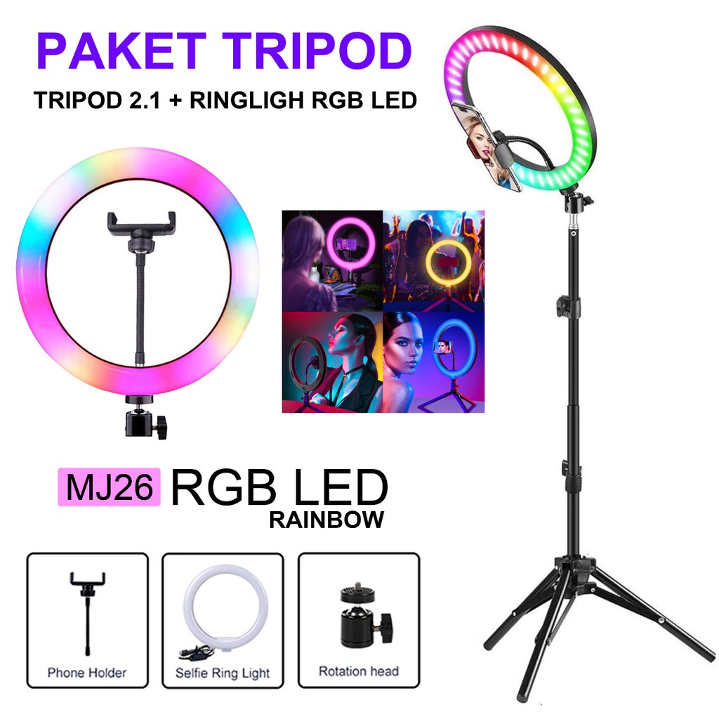 Jual PAKET KOMPLIT TRIPOD LAMPU RINGLIGHT + HOLDER HP HANDPHONE KAMERA CAMERA STUDIO 2.1M HX 300 ...