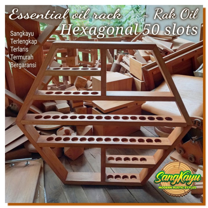 Jual Rak oil dinding 50 slot rak minyak aromatherapy display hexagonal ...