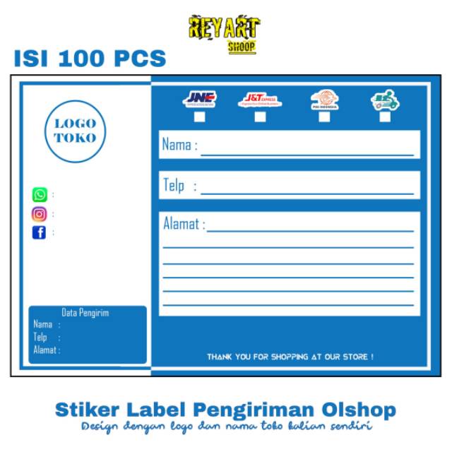 Jual STIKER PENGIRIMAN CUSTOM 100 PCS | Shopee Indonesia