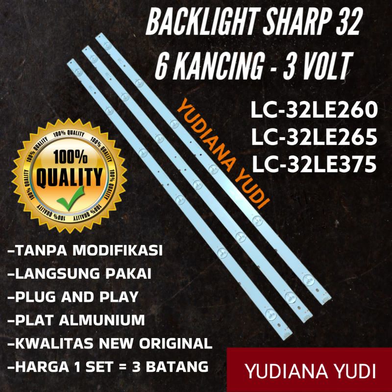 Jual BACKLIGHT LED TV SHARP 32 INCH LC32LE260 LC32LE265 LC32LE375 ...