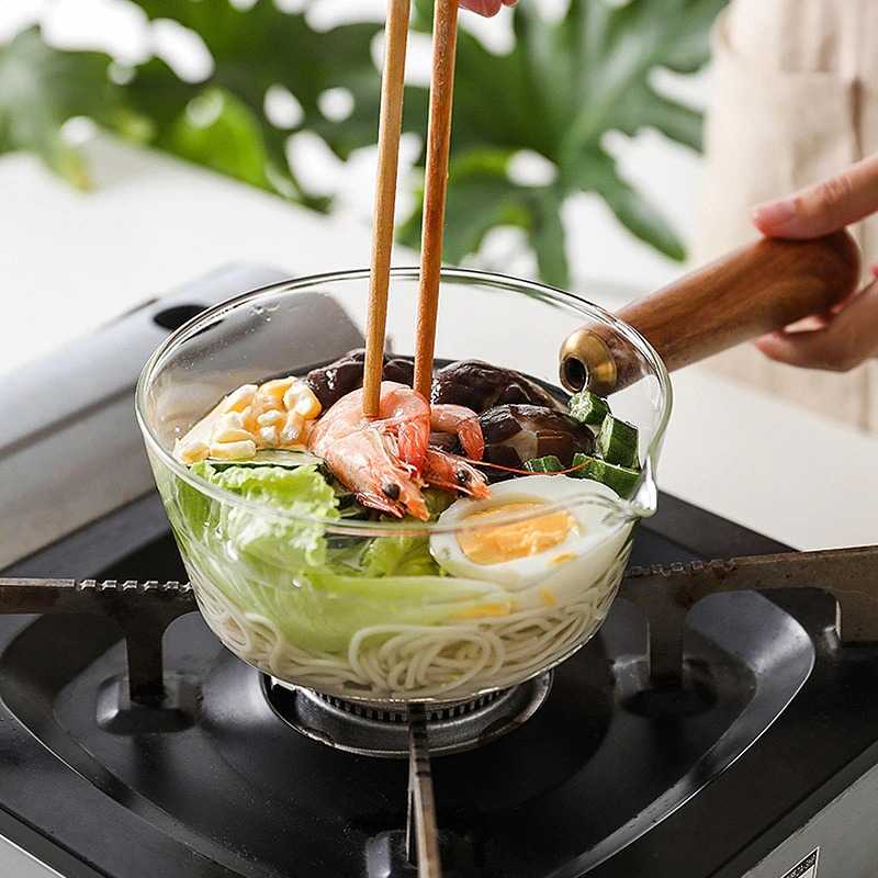 Jual One Two Cups Panci Masak Kaca Glass Cooking Pot Wooden Handle ...