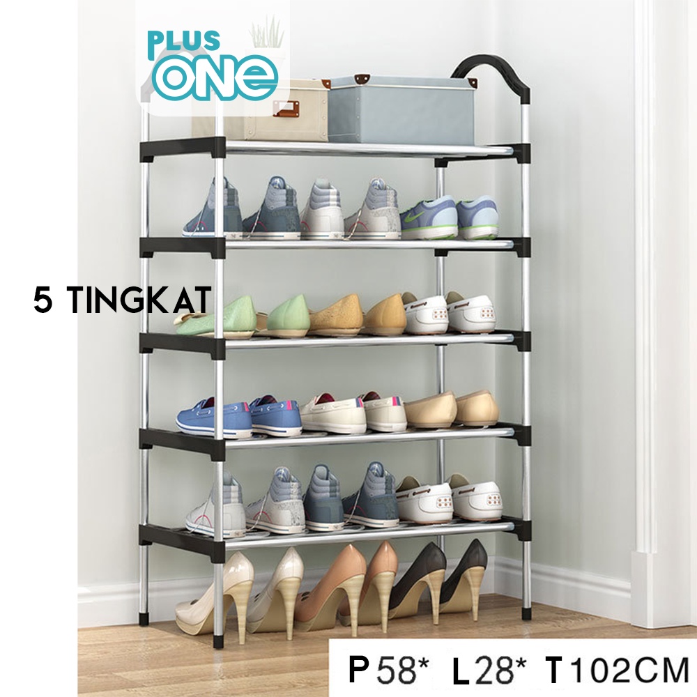 Jual Plus One Rak Sepatu Stainless Steel Kuat Tempat Sepatu Sandal ...