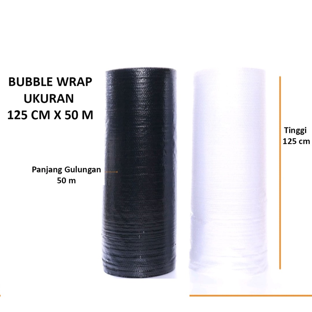 Jual Bubble wrap roll Plastik Hitam Putih 125 cm x 50 meter transparan ...