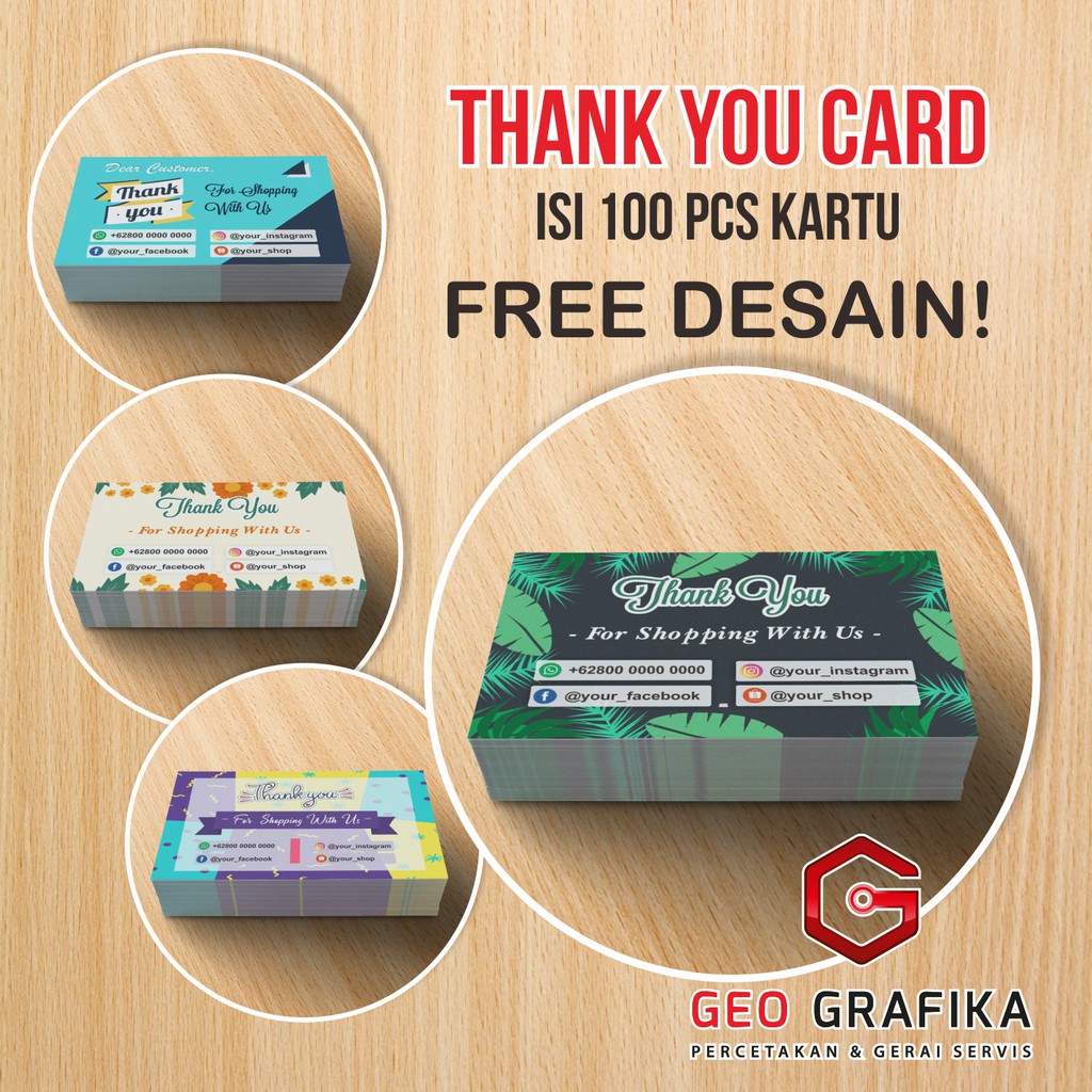 Jual Geo Grafika - Thank You Card / Kartu Ucapan Terima Kasih Online Shop Custom Free Desain ...