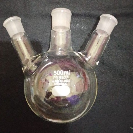 Jual Boiling flask 3 neck 500 ML / labu didih 3 leher PYREX | Shopee ...