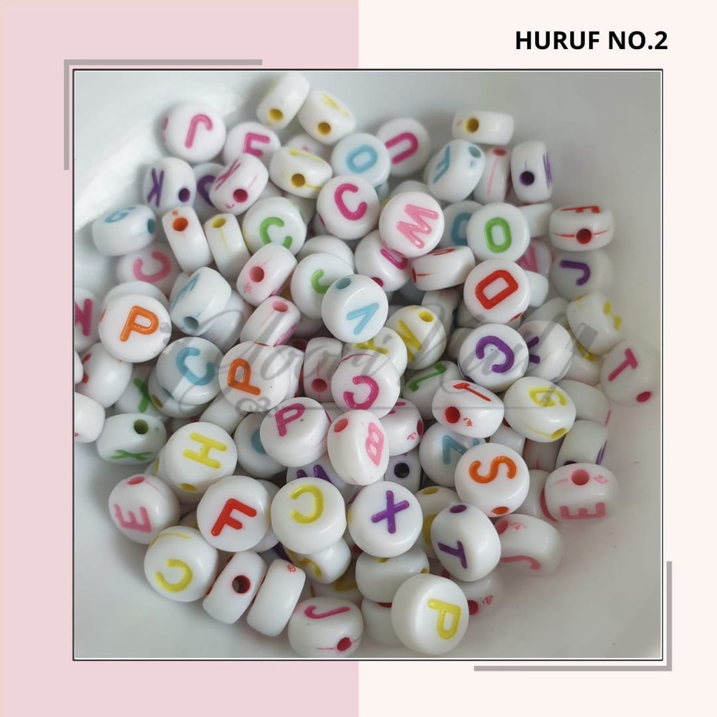 Jual 200-250pcs Manik huruf beads letter kotak bulat rainbow alphabet ...