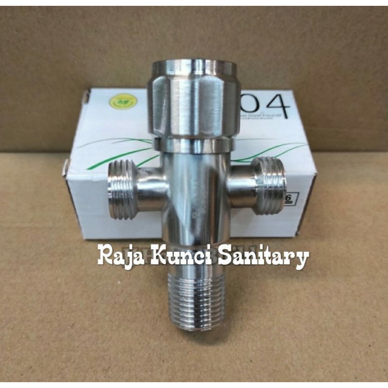 Jual Stop Kran Double Stainless SUS 304/Tee Cabang/Kran Closet/Wastafel | Shopee Indonesia