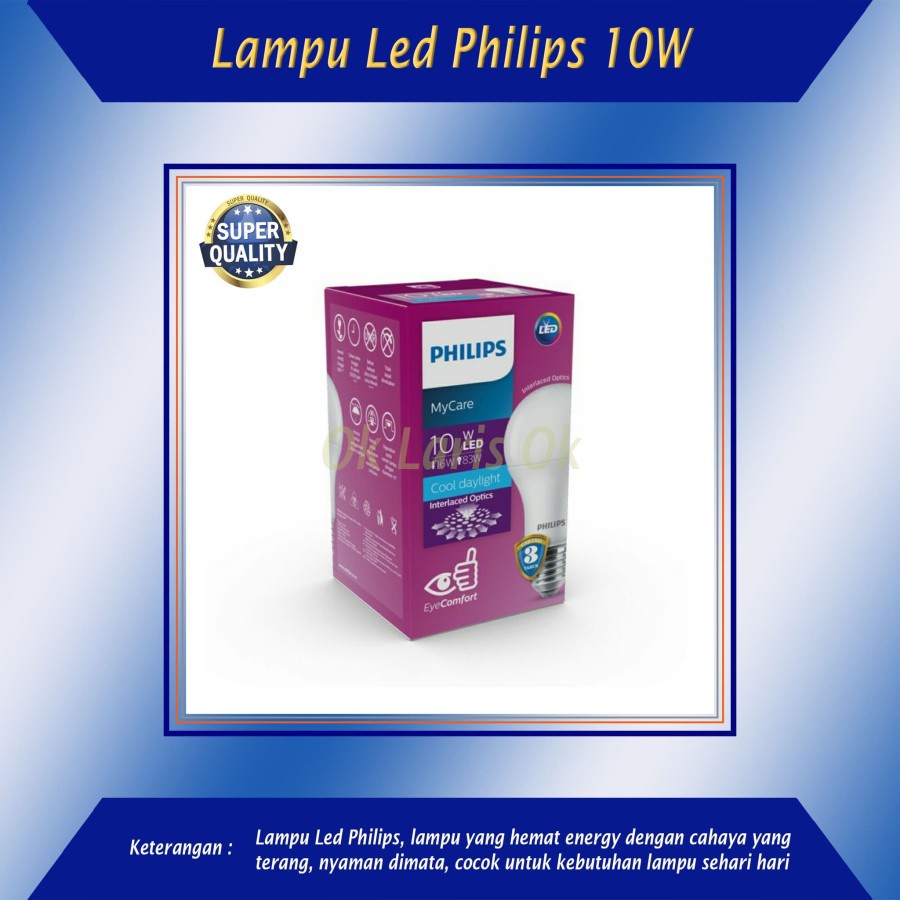 Jual LAMPU BOHLAM LED PHILIPS 10WATT PUTIH 6500K 10W 10 W 10 WATT | Shopee Indonesia