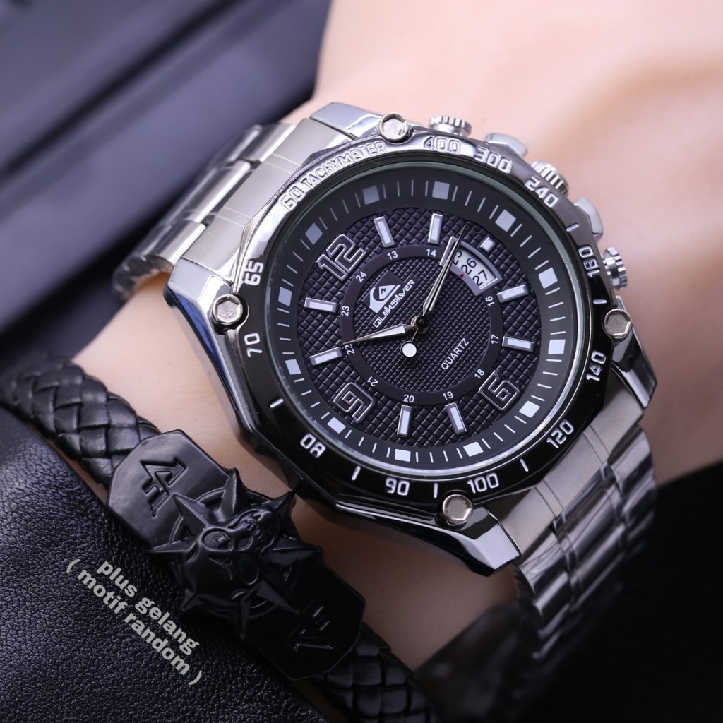 Jual JAM TANGAN PRIA QUIKSILVER RANTAI STAINLESS FREE GELANG DIAMETER 4,5 CM || JAM TANGAN ...