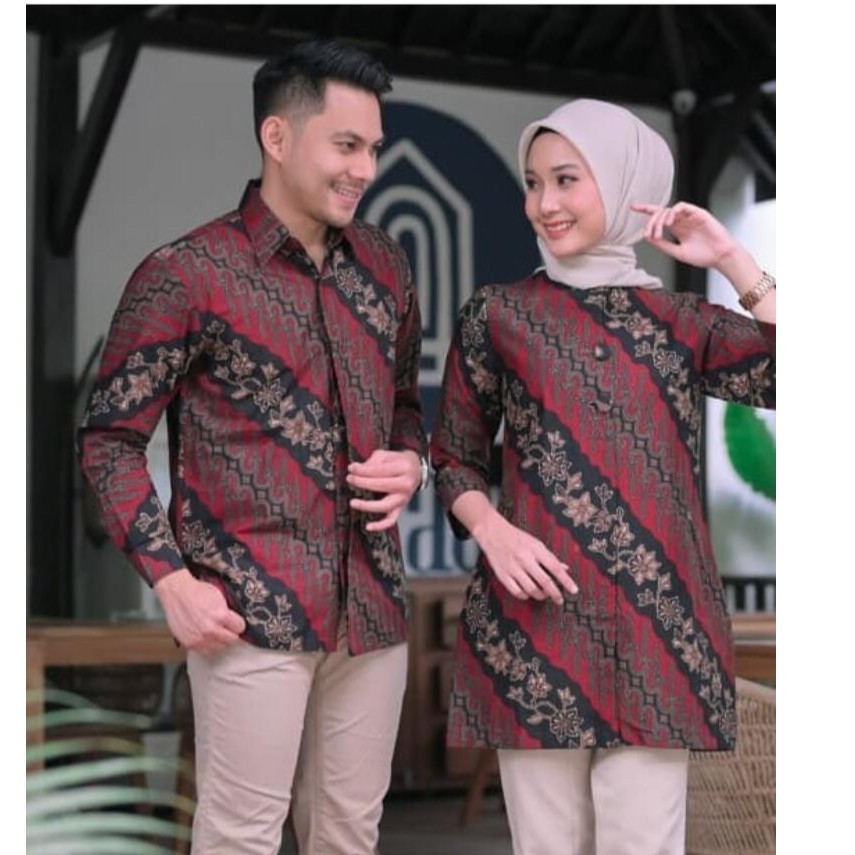 Jual COUPLE BATIK Ruffle Couple KEMEJA COUPLE BATIK TERLARIS BATIK TALENTA Batik Couple keluarga ...