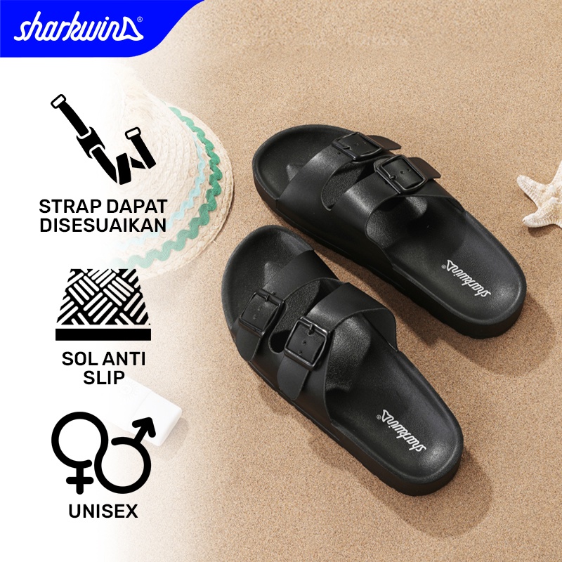 Jual Sharkwin Sandal Pria Murah Korea Unisex Strap Flat Sepatu Selop ...