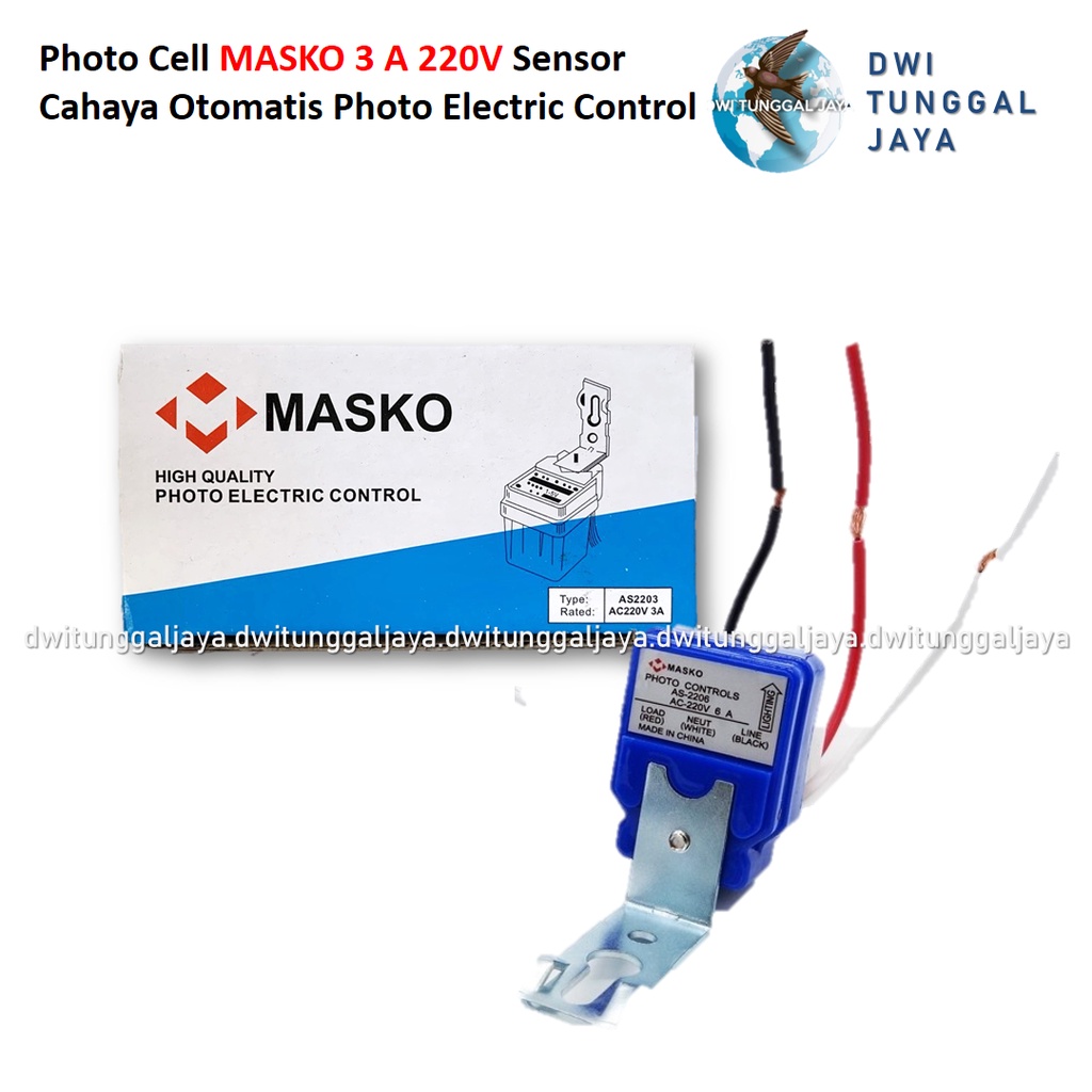 Jual Photo Cell MASKO 3 A 220V Sensor Cahaya Otomatis Foto Cell Lamp 3A ...
