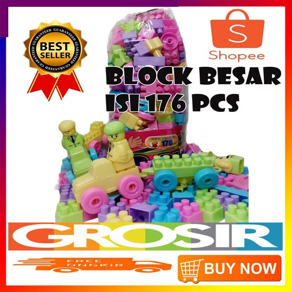 Jual (ONGKIR 1KG) Mr. Block ORI 176 Blocks Bongkar Pasang Edukasi ...