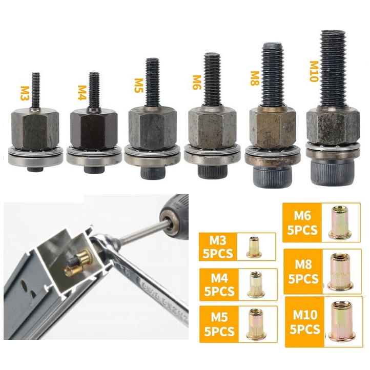 Jual Nut Rivet Kepala Adapter Hand Nut Rivet Gun Baut Mur Set M3 M4 M5 ...