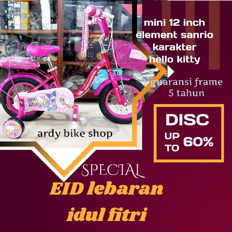 Jual Sepeda Anak Mini 12 Inch Element Sanrio 1.0 Hello kitty edisi lebaran idull fitri | Shopee ...