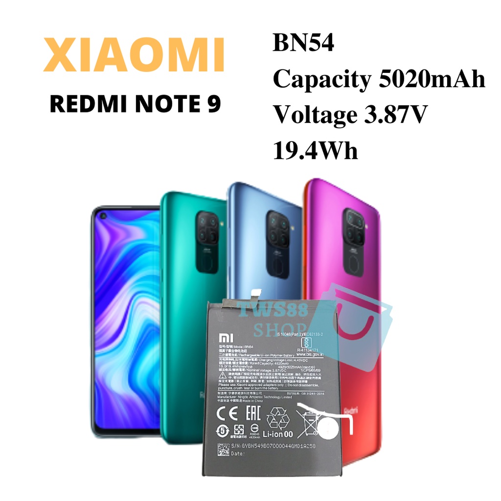 Jual Baterai Battery Batre Xiaomi Redmi Note 9 BN54 | Shopee Indonesia