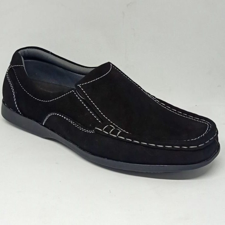 Jual Sepatu Pria Casual Moccasin Kulit Nubuck Asli Navy Grammer ...