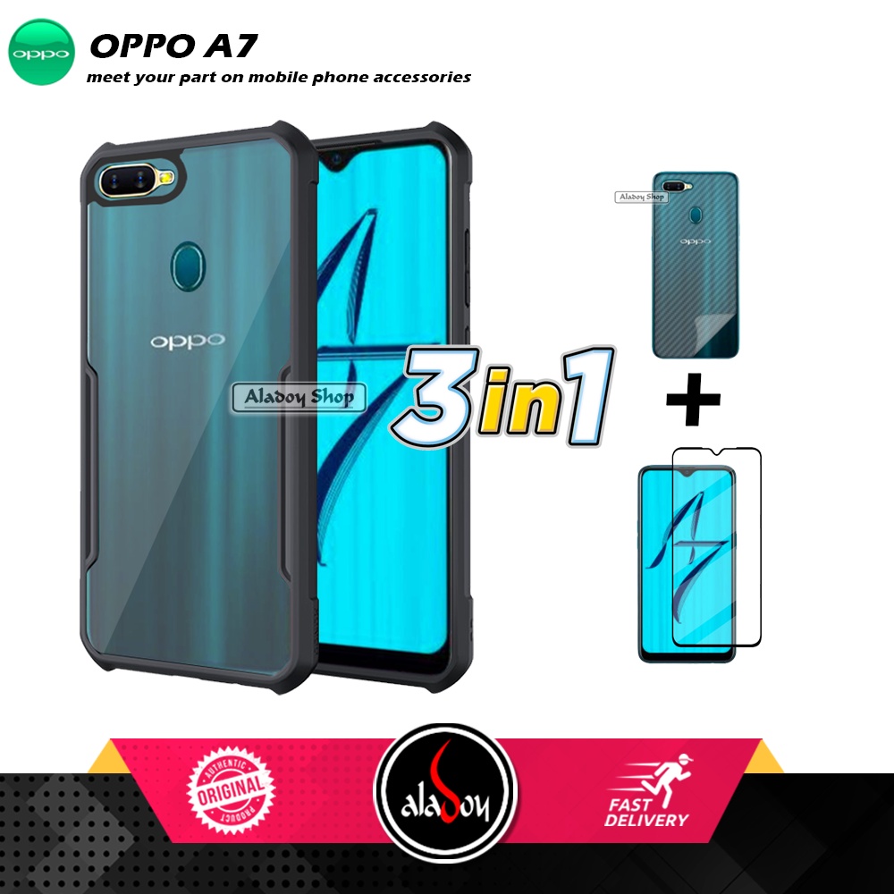 Jual Case Oppo A7 Armor Fushion Transparent Casing + Tempered Glass ...