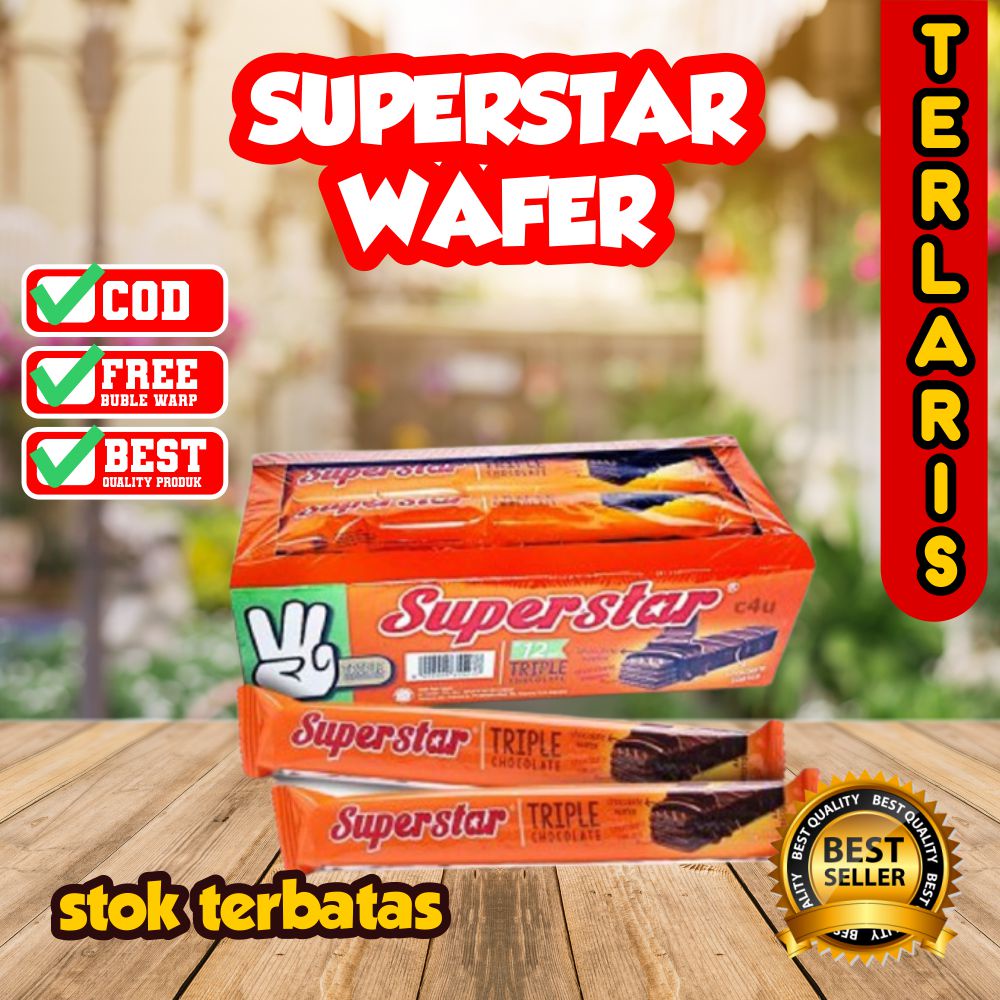 Jual SUPERSTAR WAFER TRIPLE CHOCOLATE SNACK BISKUIT COKLAT (1 BOX ISI ...