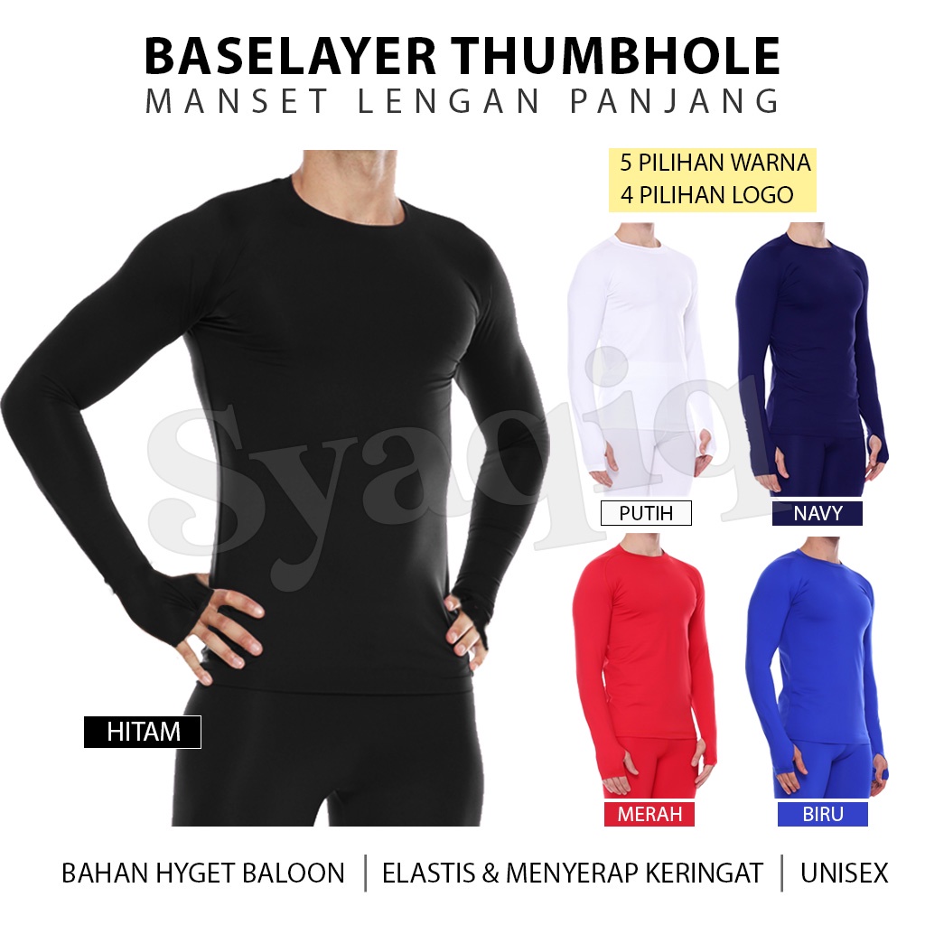 Jual Manset Pria Lengan Panjang Baselayer Thumbhole Atasan Olahraga ...