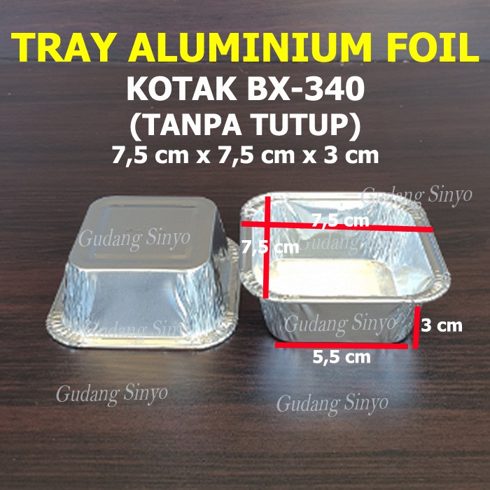 Jual Tray Aluminium Foil / Aluminium Tray Box BX-340 TANPA Lid (110 ml ...
