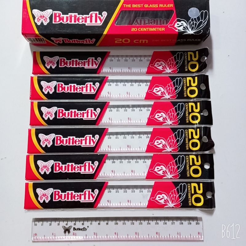 Jual Penggaris 20 cm Bening Polos Butterfly Kuat Tebal Penggaris Anak ...