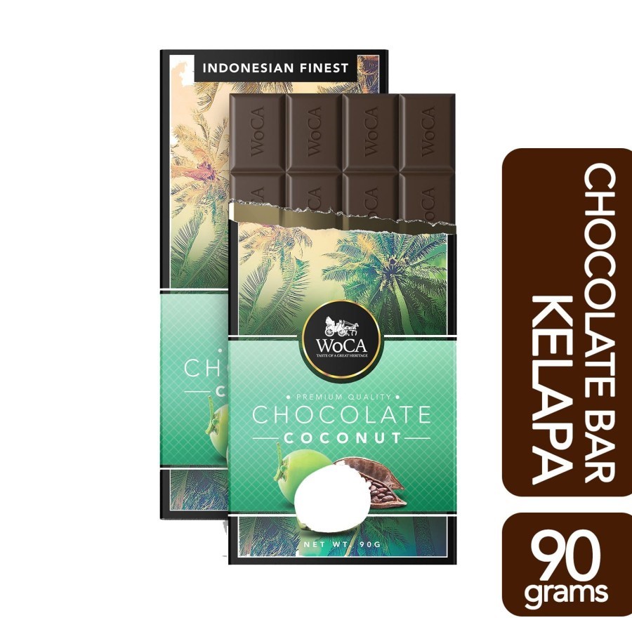 Jual WoCA Premium Chocolate Bar - Cokelat Batang Rasa Kelapa - 90 gram ...