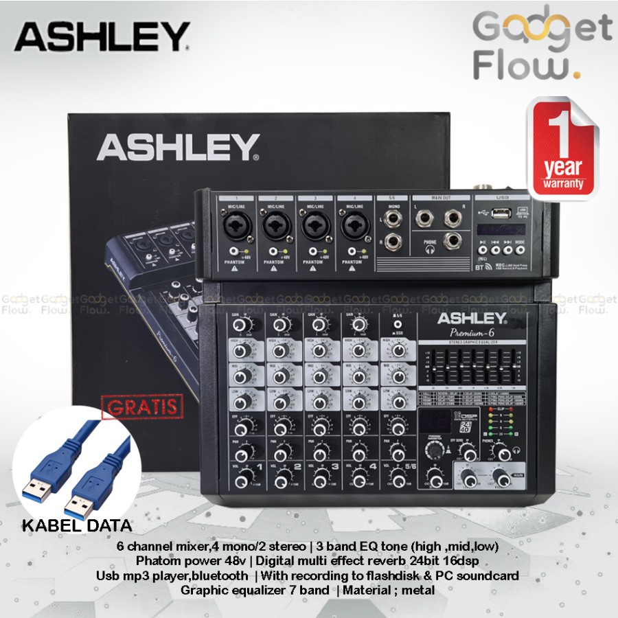 Jual Mixer Audio Soundcard Recording ASHLEY PREMIUM 6 6 Channel RESMI ...