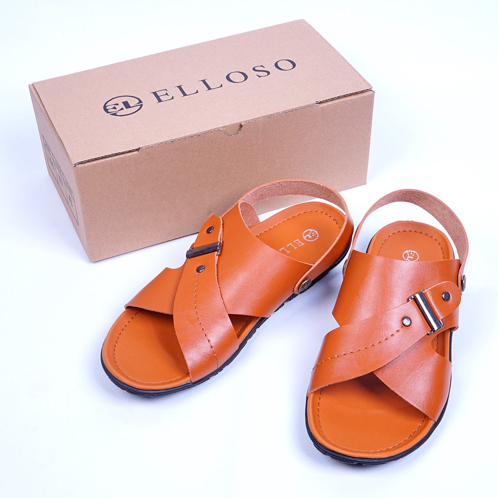 Jual Sandal Kulit Pria KEREN Original Sandal TREN KEKINIAN ESD02 ELLOSO ...