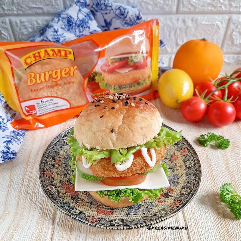 Jual Champ Chicken Burger isi 6pcs 315gr | Shopee Indonesia