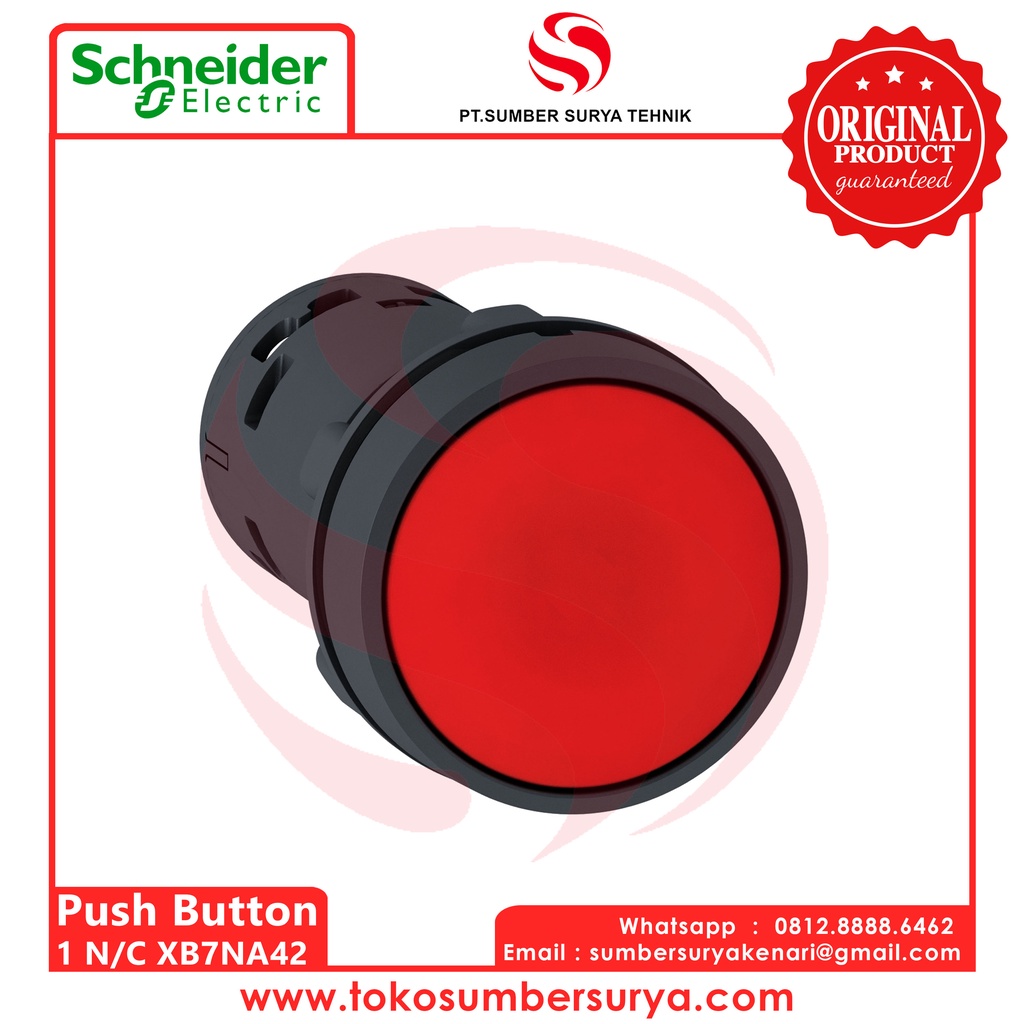 Jual Push Button Flush Warna Merah Saklar Listrik ON OFF SNI XB7NA42 ...