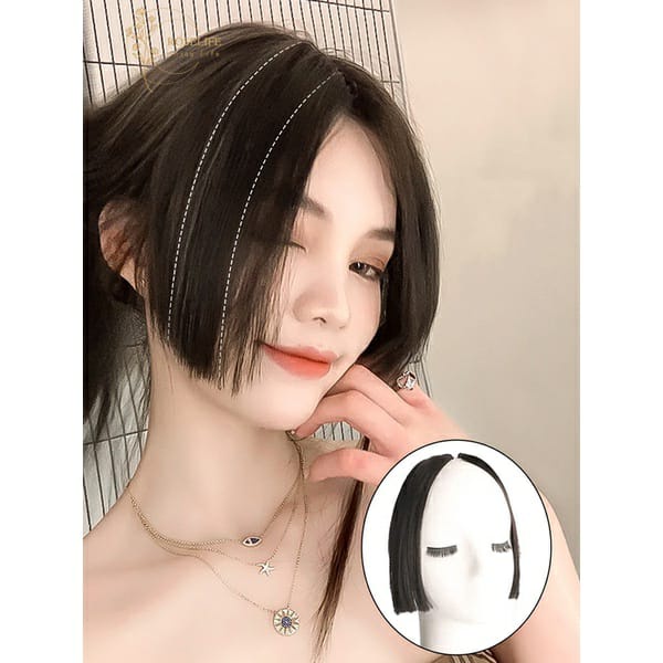 Jual hairclip ponu samping lurus model tebal lurus poni palsu samping ...