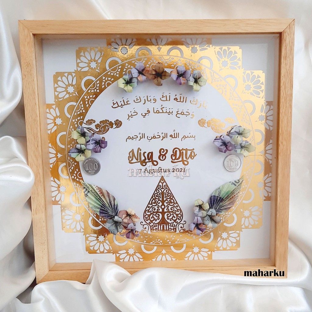 Jual Bingkai Mahar Pernikahan Uang Frame Rustic Hiasan Gold Mewah ...