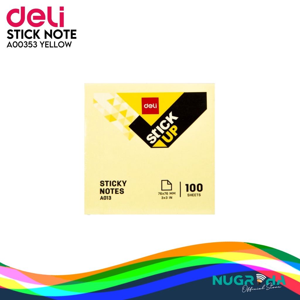 Jual STICK NOTE DELI YELLOW A00353 | Shopee Indonesia